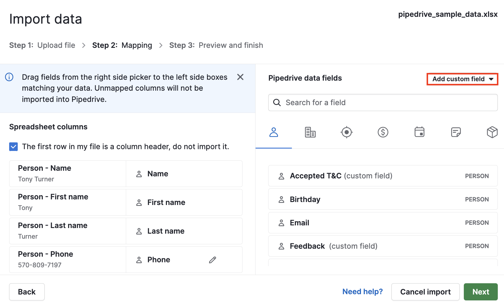 Benutzerdefinierte Felder - Knowledge Base | Pipedrive